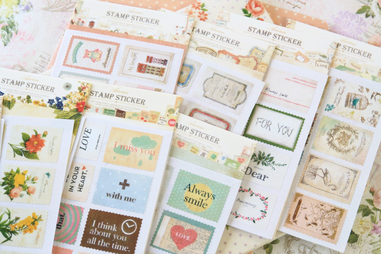 08 Natural Ancien Cartoon Stamp Stickers - Etsy