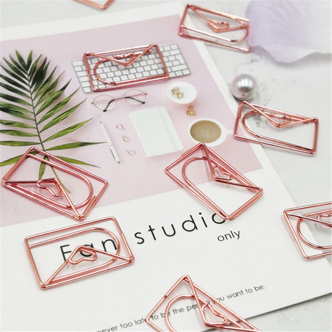 Rose Gold Envelope Heart Shapes Paper Clips - Etsy