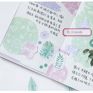 Mint Diary Mo-card Cartoon Leaf Shapes Stickers - Etsy