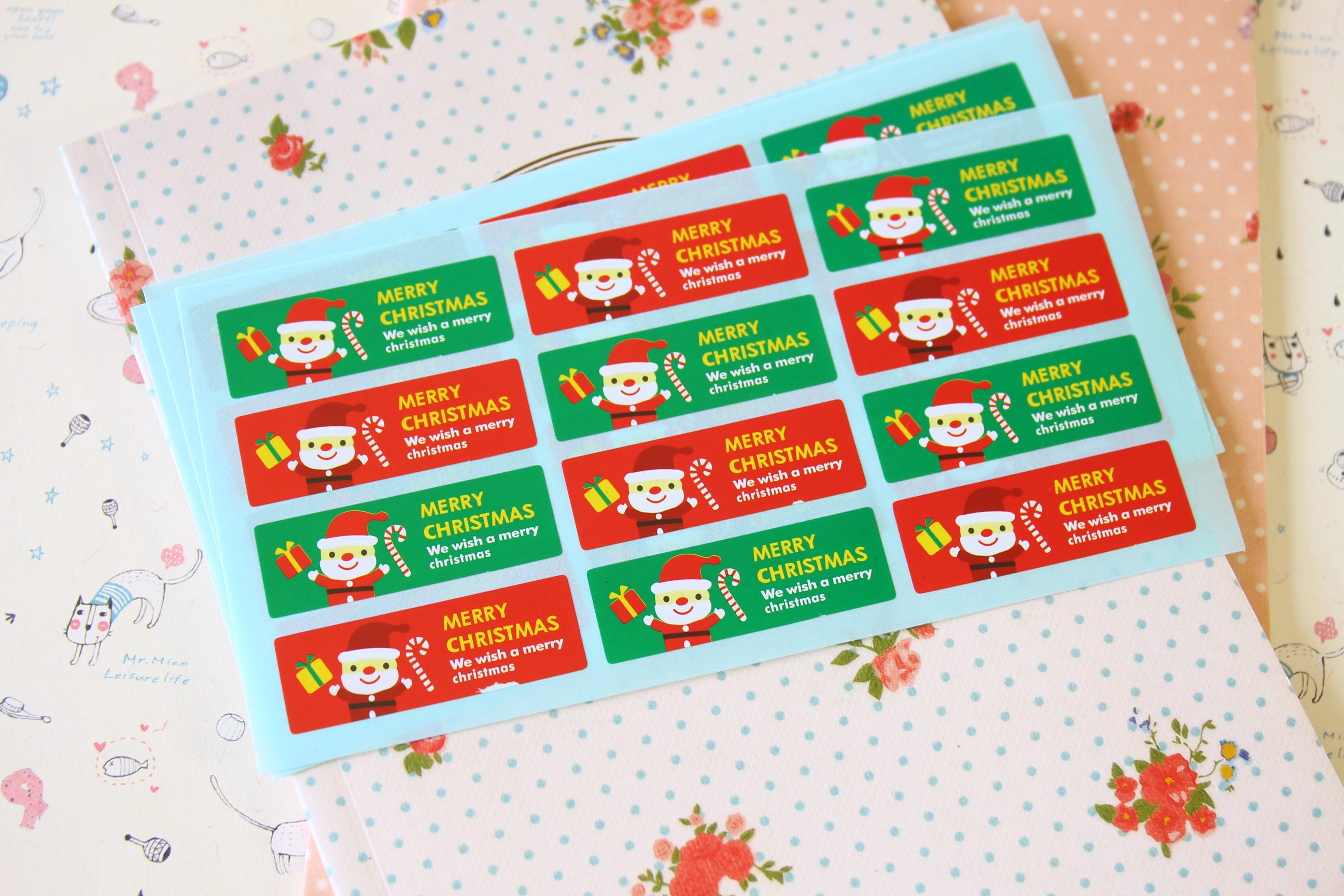 Little Santa Mini Cartoon Christmas Gift Stickers Seal Labels | Etsy