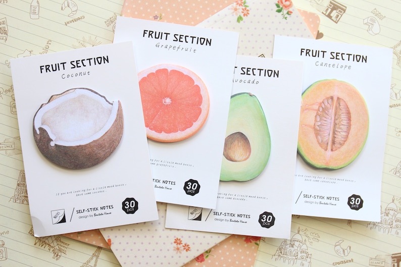 Fruit Section Fruit Shapes Sticky Notes - Etsy