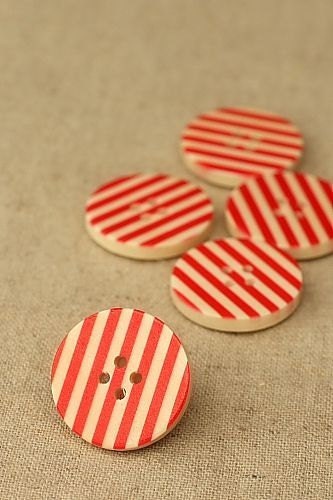 Set 4 RED Craft Ideas Stripe Printed Wood Round Buttons | Etsy