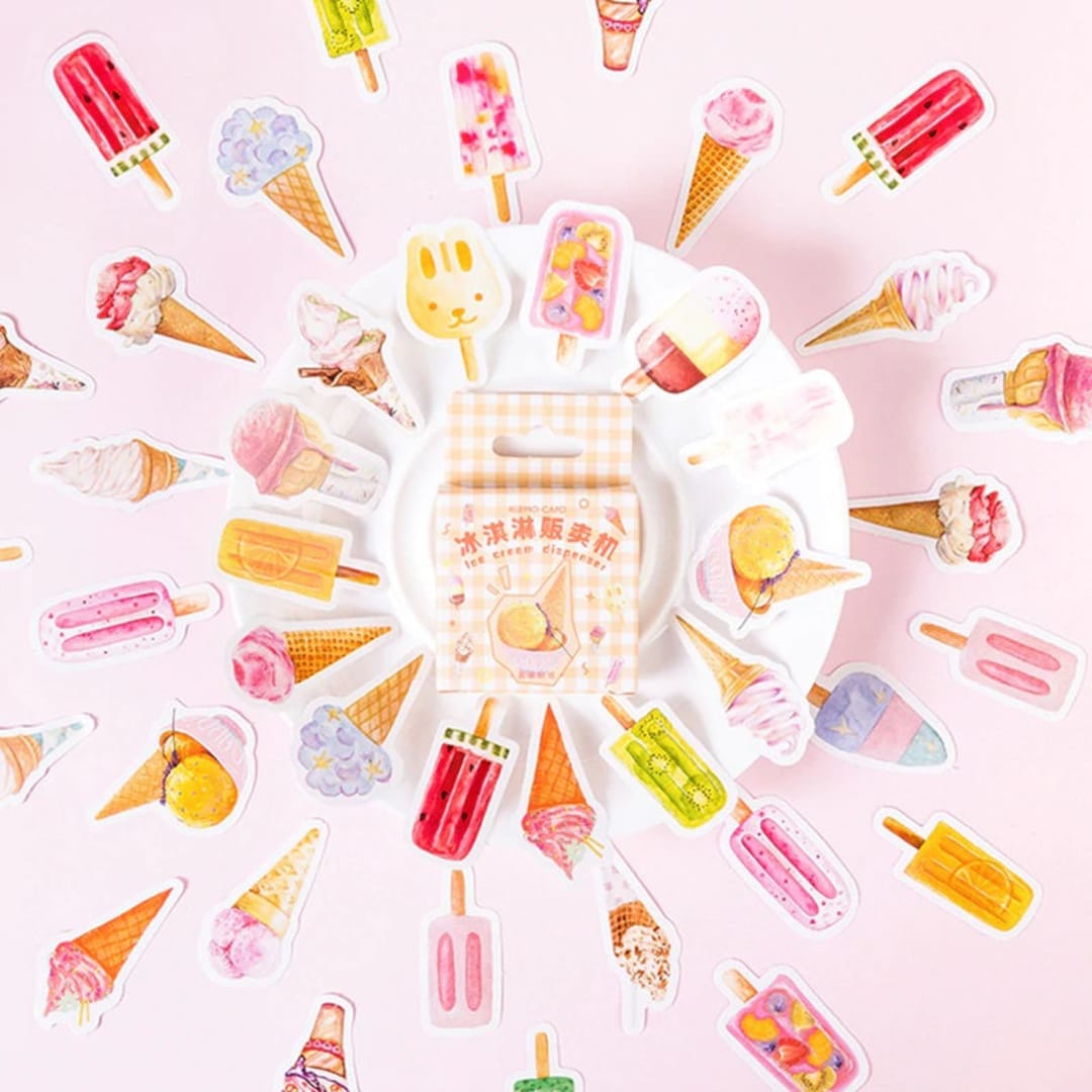 Ice Cream Mo-card Cartoon Shapes Stickers - Etsy