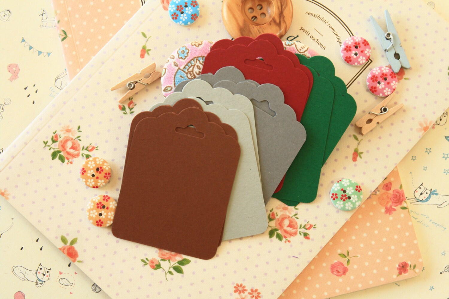 Burgundy Claret Dark Red Fancy Ornate Scallop Tags | Etsy