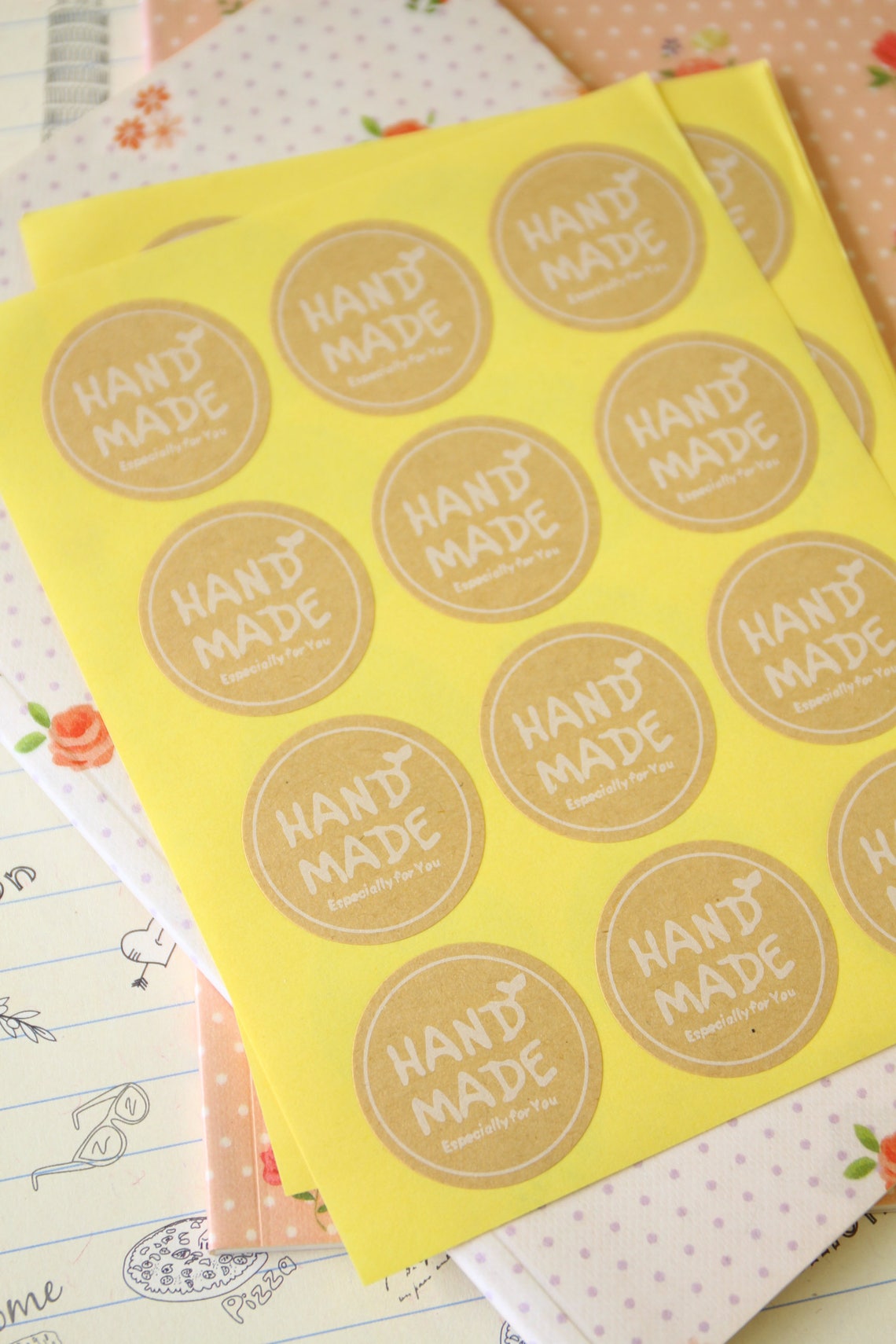 Round HANDMADE Gift Craft Baking Kraft Brown Sticker Labels - Etsy