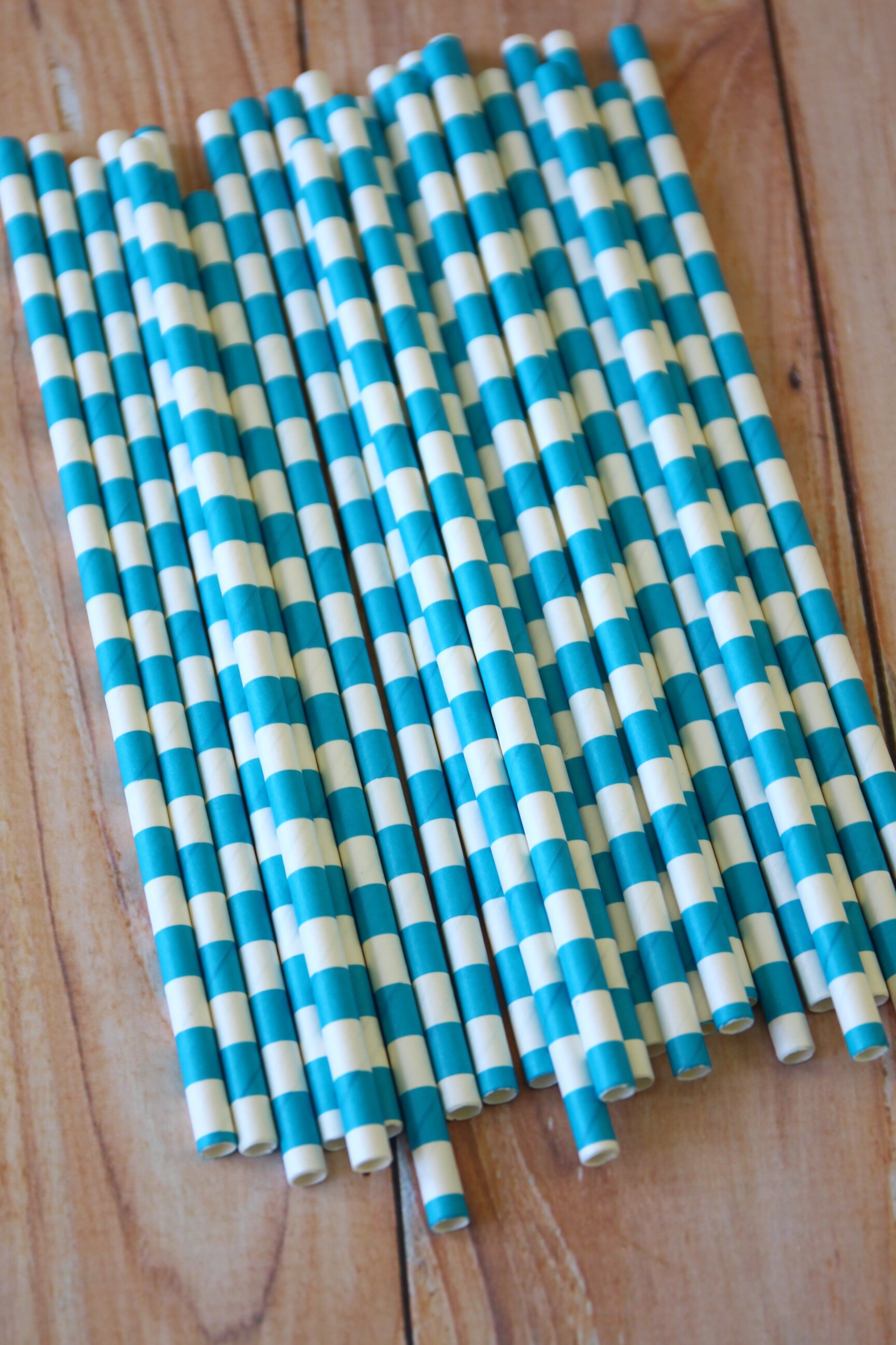 Dark Aqua Circle Stripe Paper Straws - Etsy