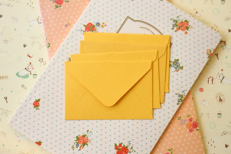 Gold Yellow Textured Mini Envelopes and Note Cards - Etsy
