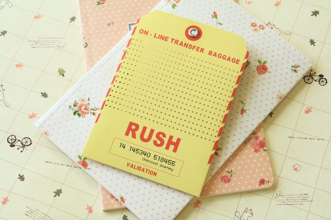RUSH Yellow Large DIY Cross Stitch Message Luggage Tag - Etsy