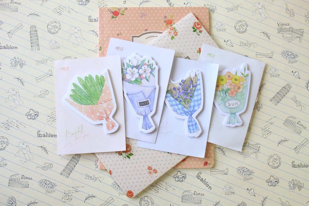 Floral Bouquet Cartoon Shapes Sticky Notes - Etsy