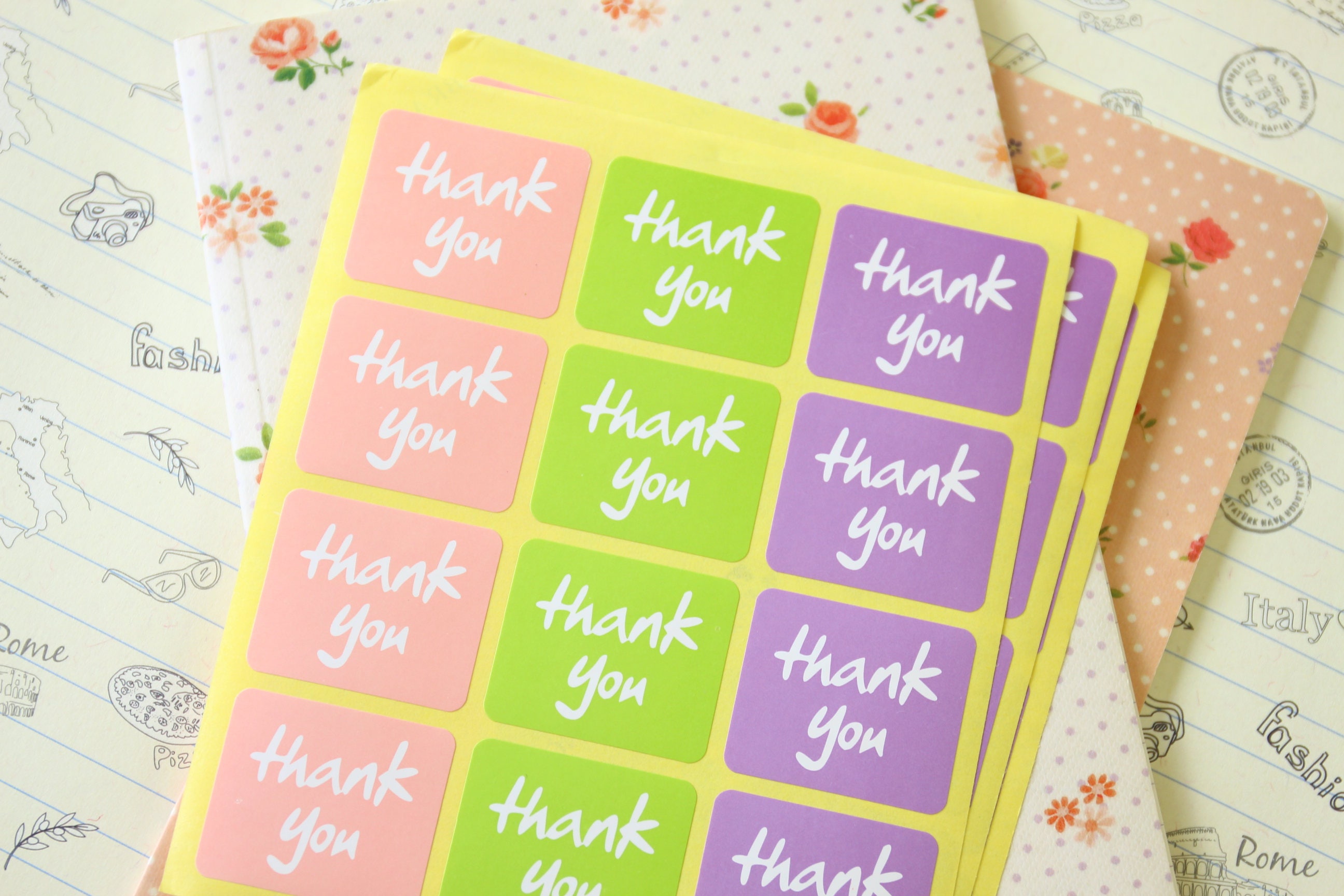 24pcs Square Thank You Gift Craft Baking Color Sticker Labels - Etsy