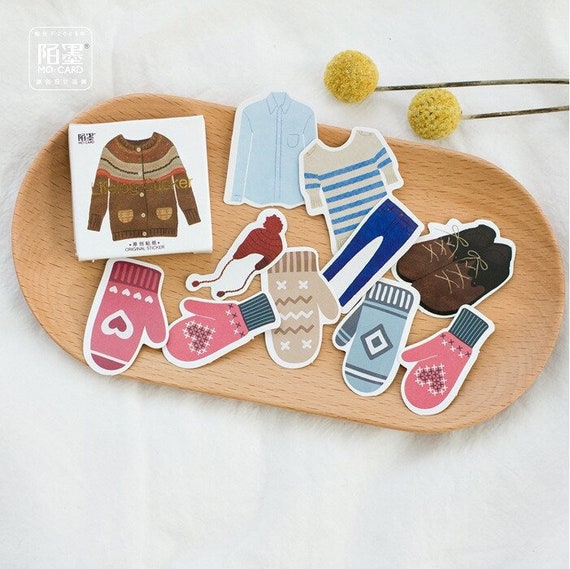 Winter Clothes Lifelog Stickers Cartoon Shapes Deco Stickers | Etsy