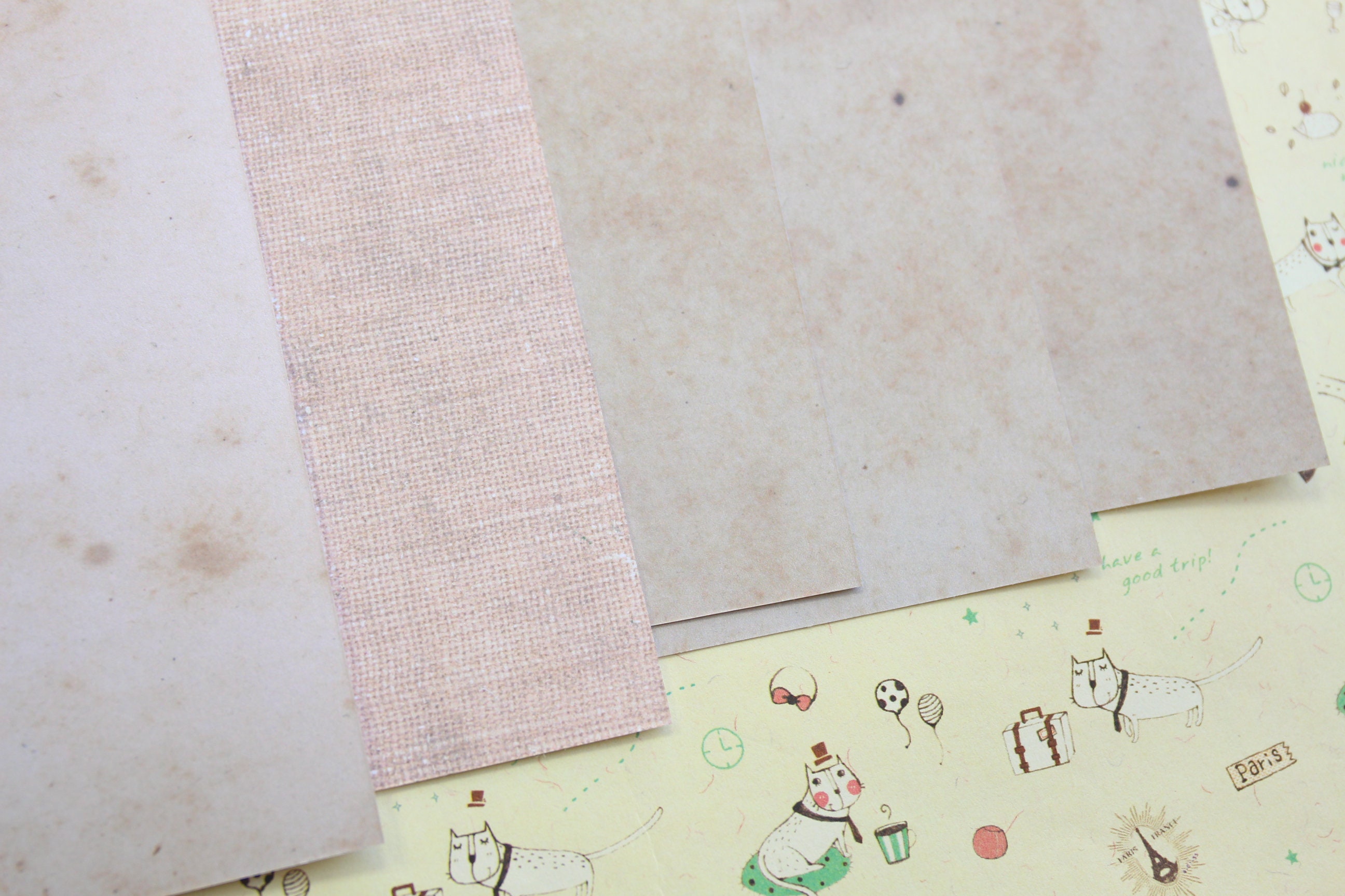 Set 05 Old Paper Textures Printed Card Stock 250gsm - Etsy