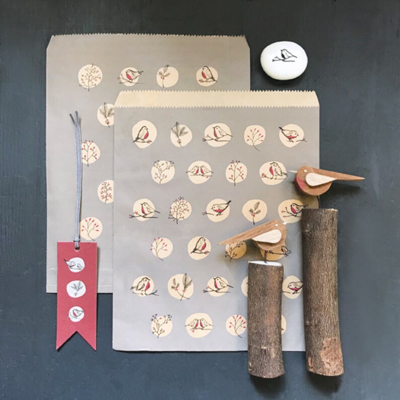 Christmas Robins Big Paper Bags - Etsy