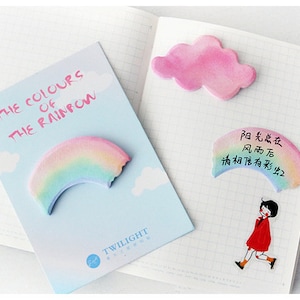 Rainbow Clouds Cartoon Shapes Sticky Notes - Etsy