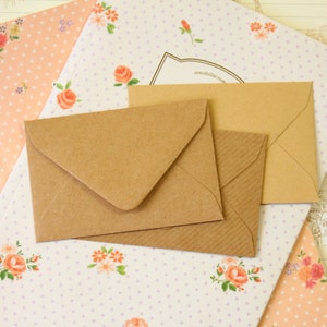 Ribbed Kraft Brown Mini Envelopes & Buff Brown Note Cards - Etsy