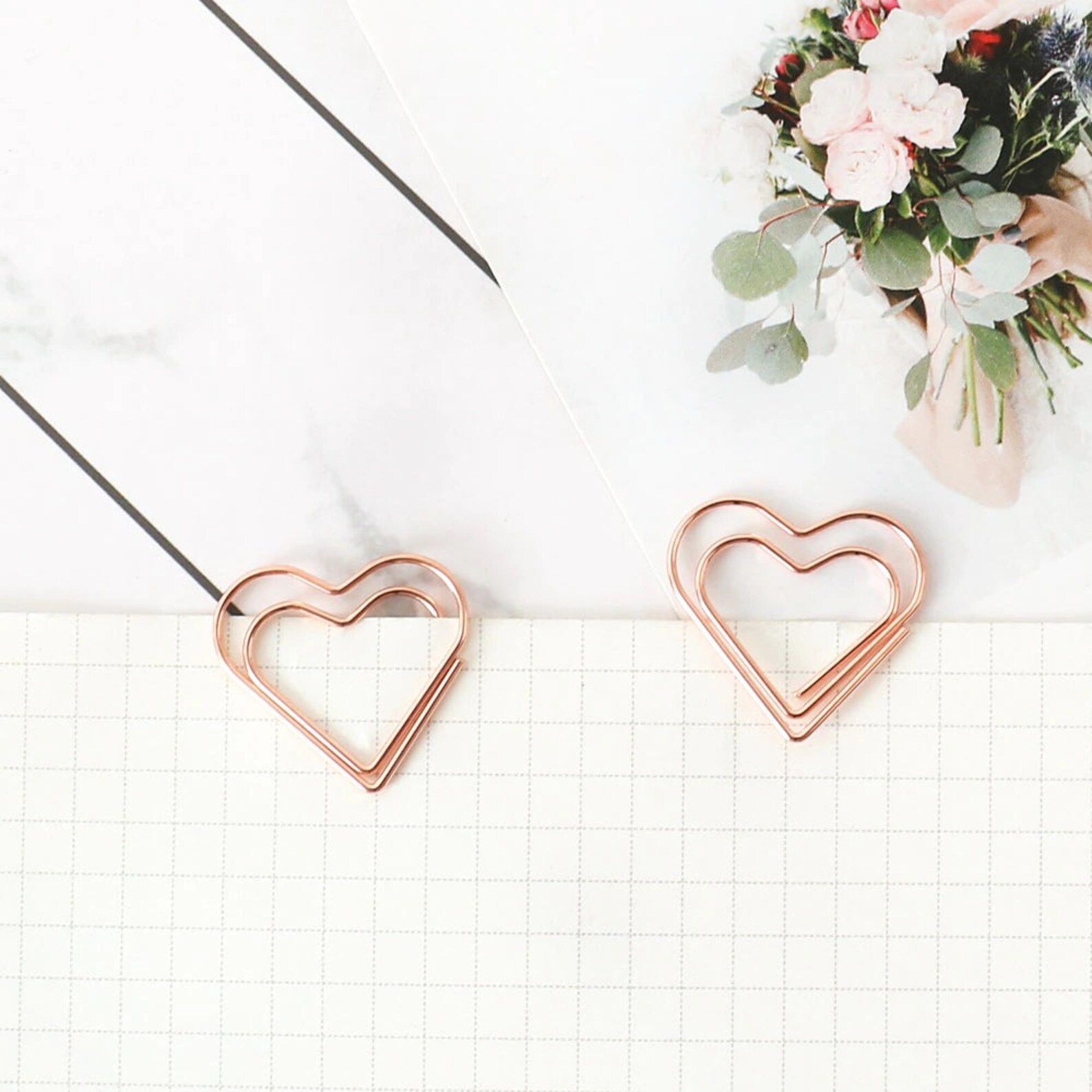 Rose Gold Hearts Paper Clips - Etsy