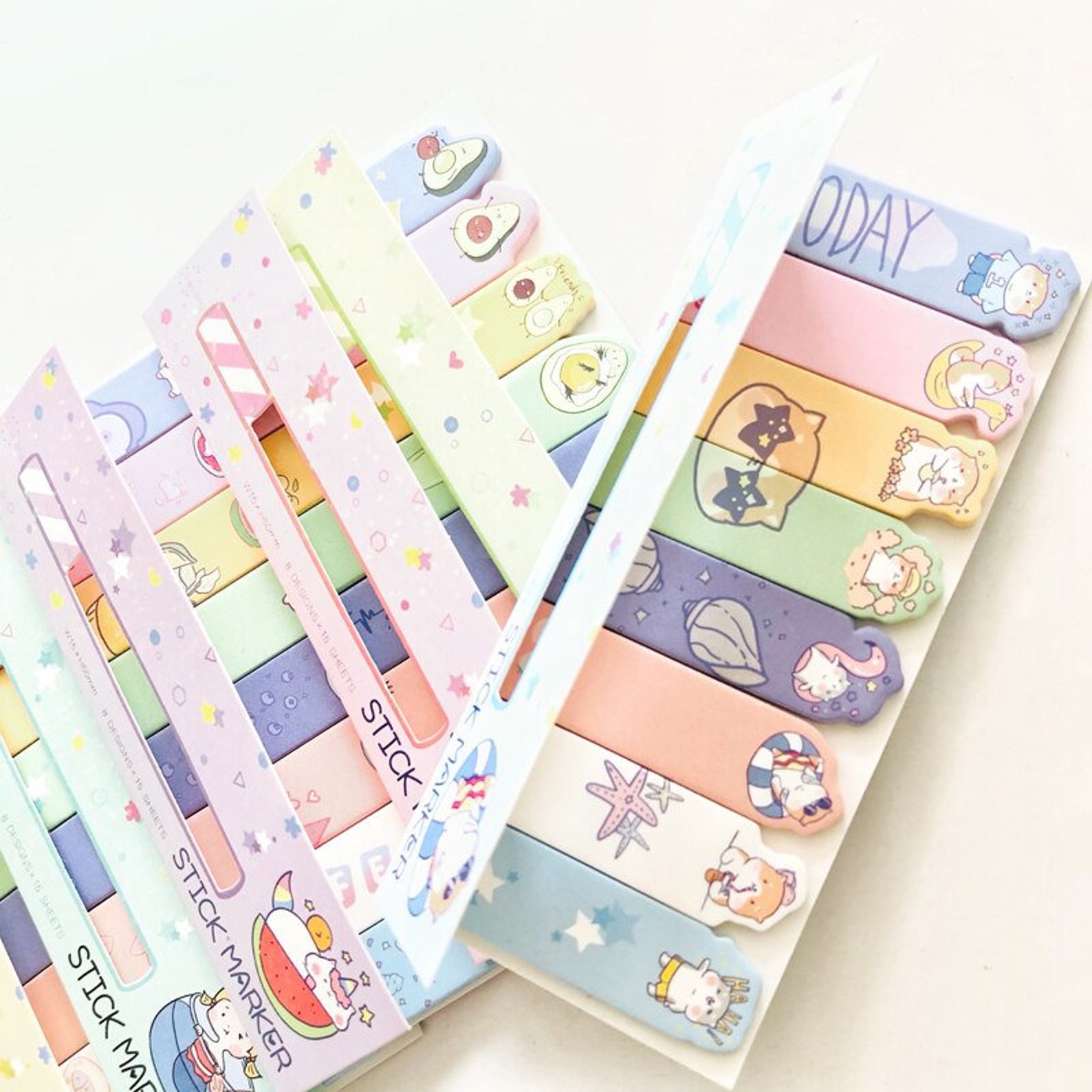 Nekoni Stick Marker Cartoon Sticky Notes - Etsy