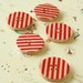 Set 4 RED Craft Ideas Stripe Printed Wood Round Buttons - Etsy