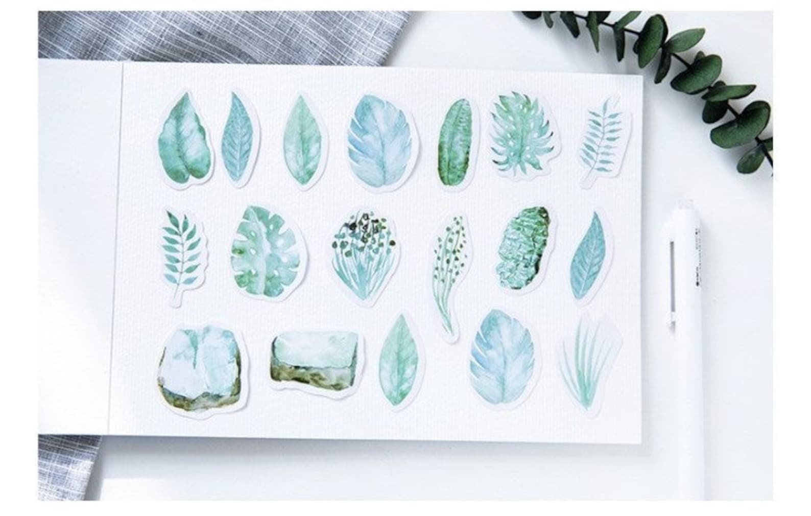 Mint Diary Mo-card Cartoon Leaf Shapes Stickers - Etsy