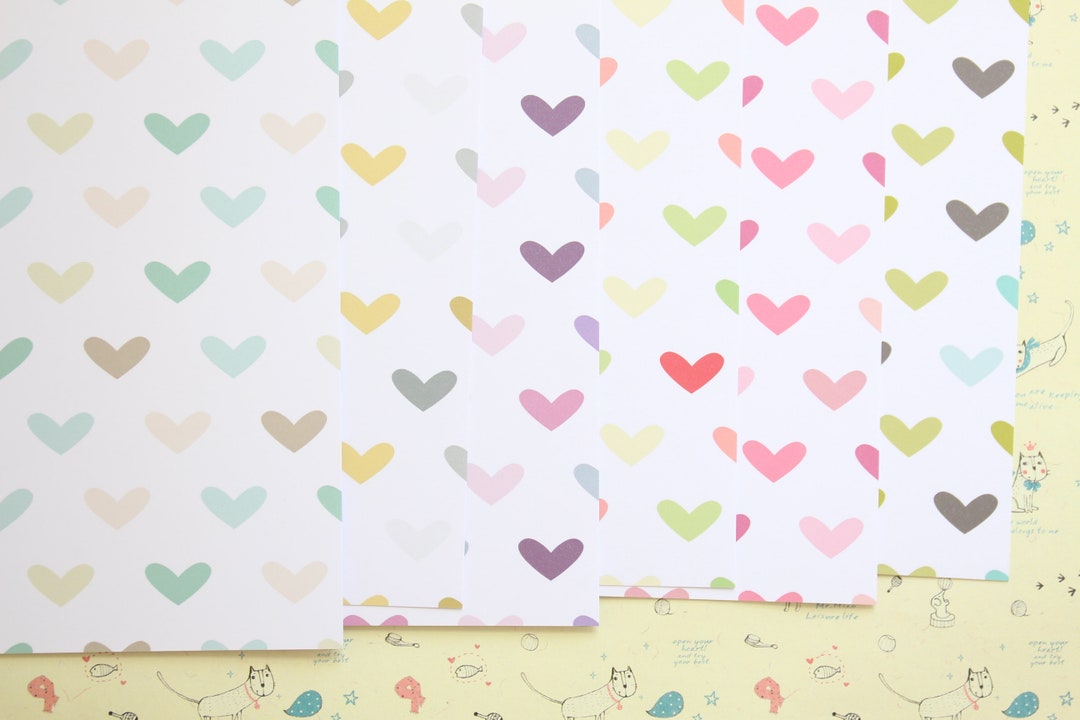 Set 03 Multi Colored Hearts Printed Card Stock 250gsm - Etsy