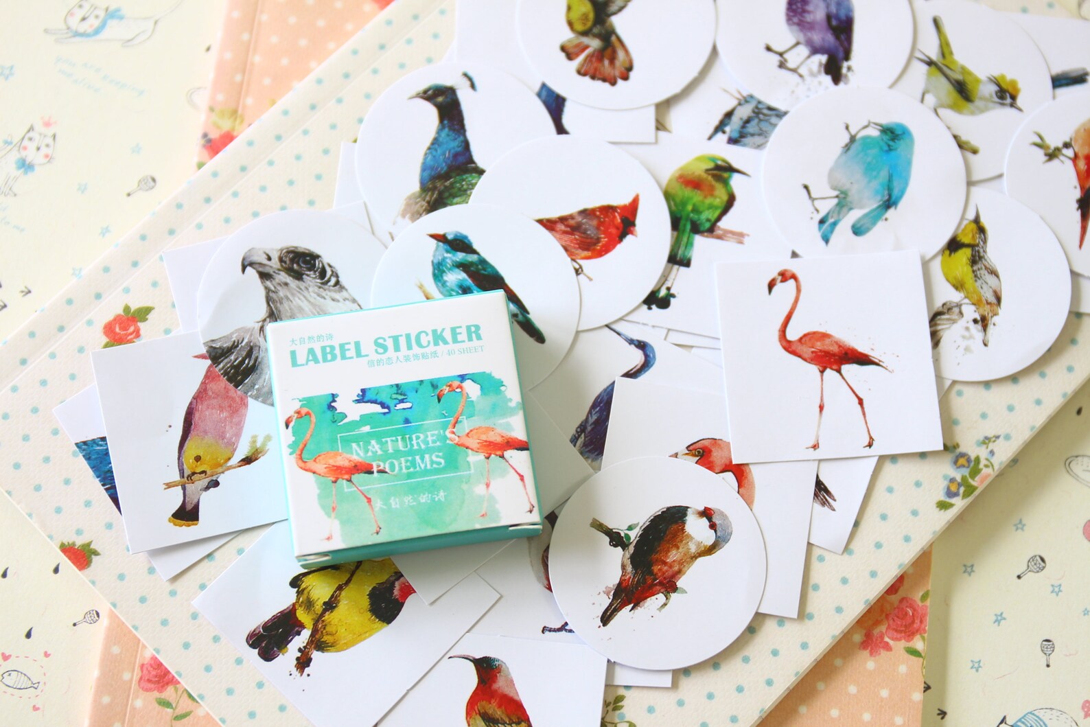 Birds Cartoon Point Stickers Cute Deco Stickers Set | Etsy