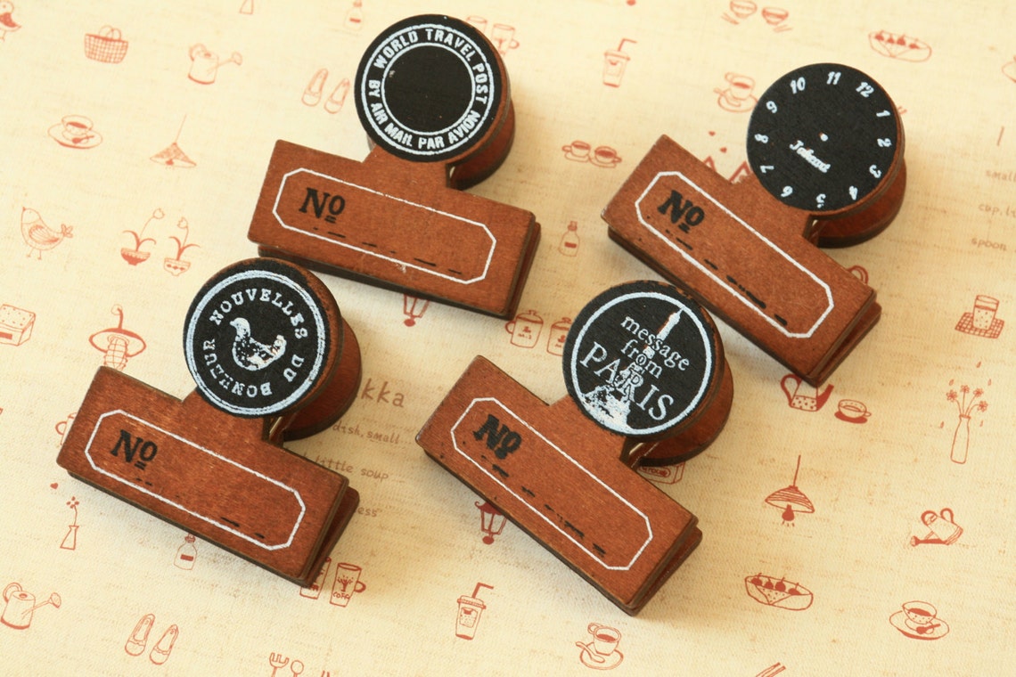 Clock Cinq Cafe Wooden Peg Clip - Etsy