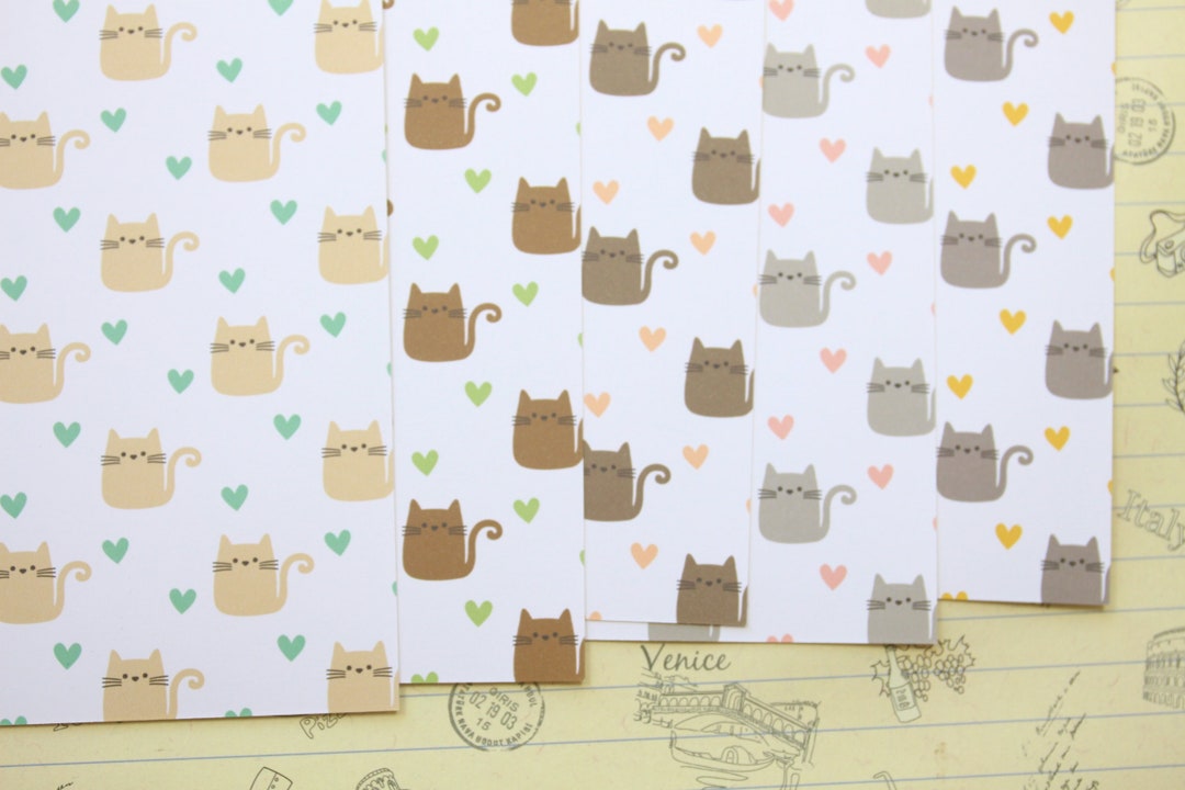 Set 01 Kitties and Hearts Mix Cartoon Pattern Printed Card Stock 250gsm ...