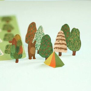 Norwegian Wood Cartoon Trees Bears Print Paper Stickers - Etsy
