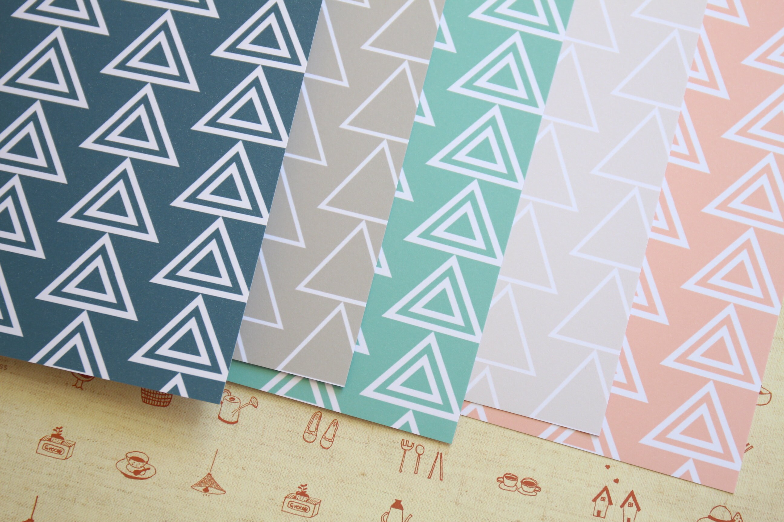 Set 01 Modern Triangles Printed Card Stock 250gsm - Etsy