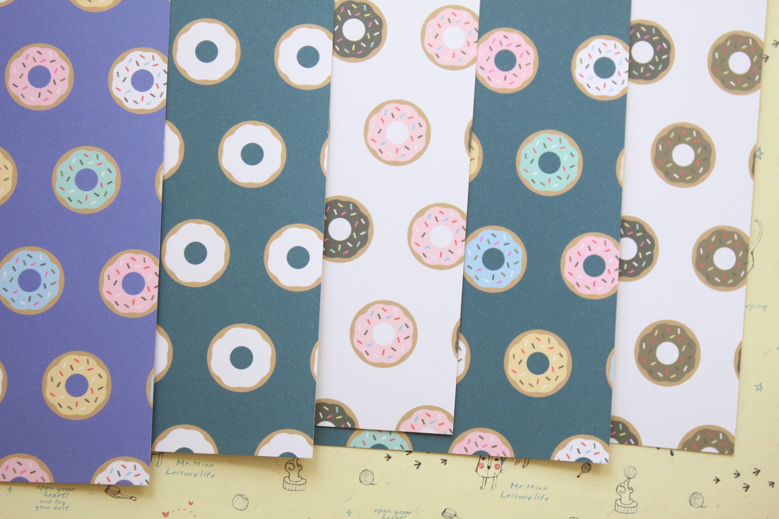 Set 02 Cute Donut Patterns Printed Card Stock 250gsm | Etsy