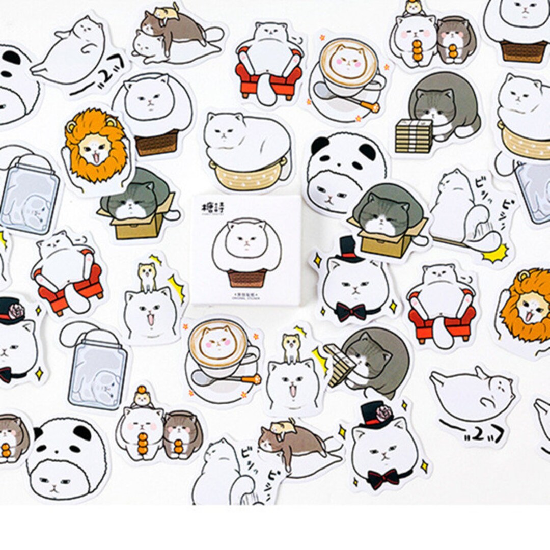 Fat Cats Candy Poetry Cartoon Kitty Shapes Stickers - Etsy