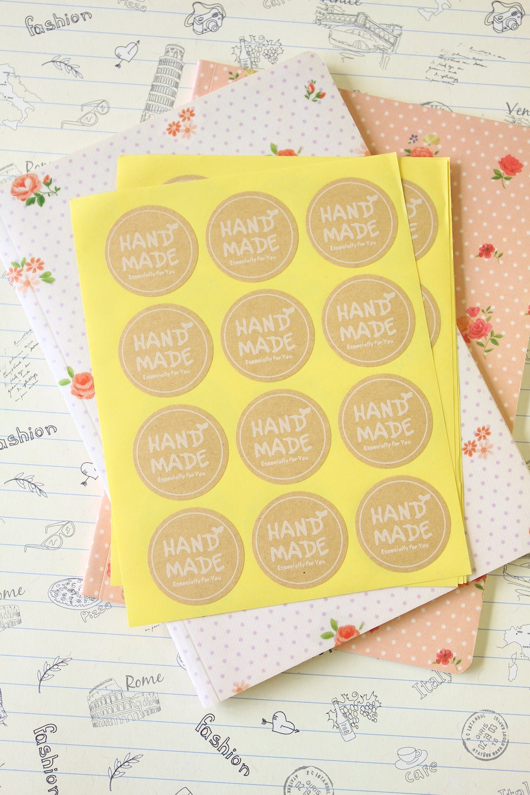 Round HANDMADE Gift Craft Baking Kraft Brown Sticker Labels - Etsy