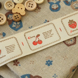 Cartoon FRUIT LABELS Fabric Ribbon Tape - Etsy