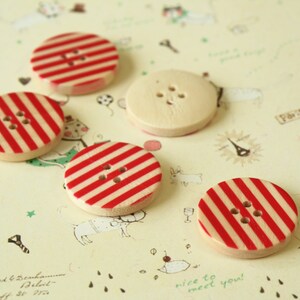 Set 4 RED Craft Ideas Stripe Printed Wood Round Buttons - Etsy