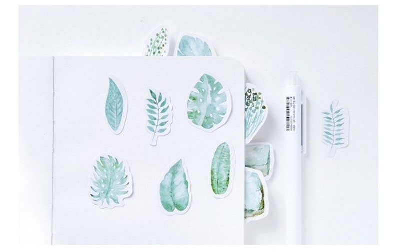 Mint Diary Mo-card Cartoon Leaf Shapes Stickers - Etsy