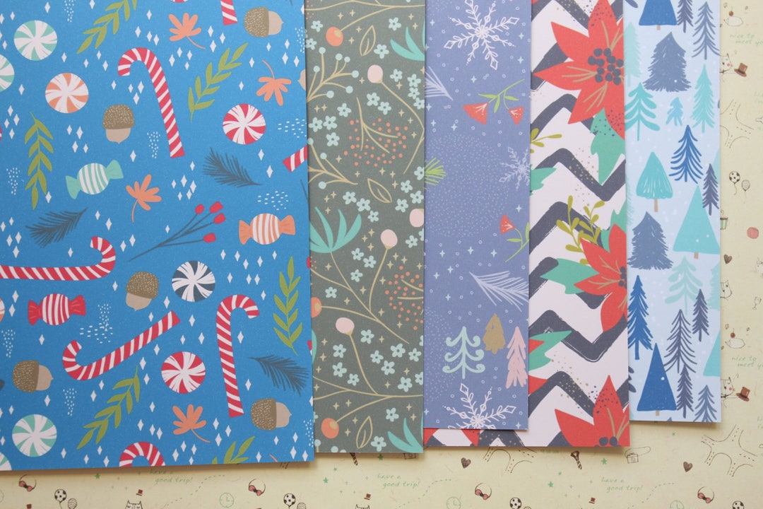 Set 06 Holiday Patterns Printed Christmas Card Stock 250gsm - Etsy