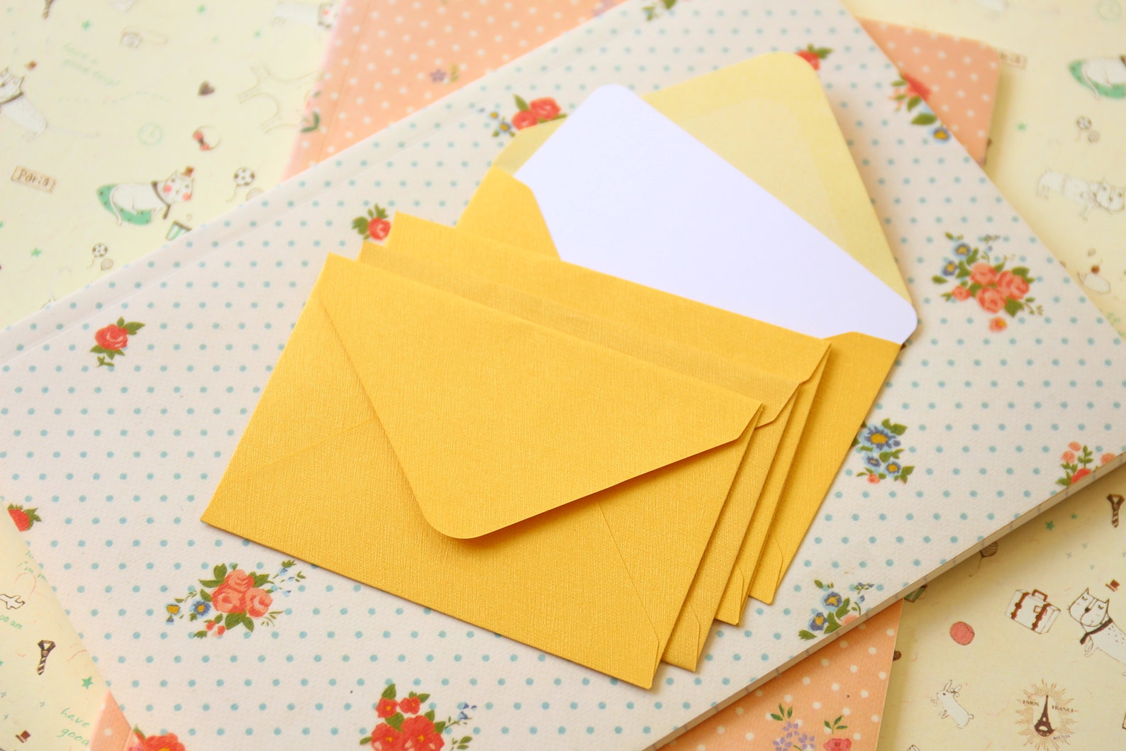 Gold Yellow Textured Mini Envelopes and Note Cards - Etsy