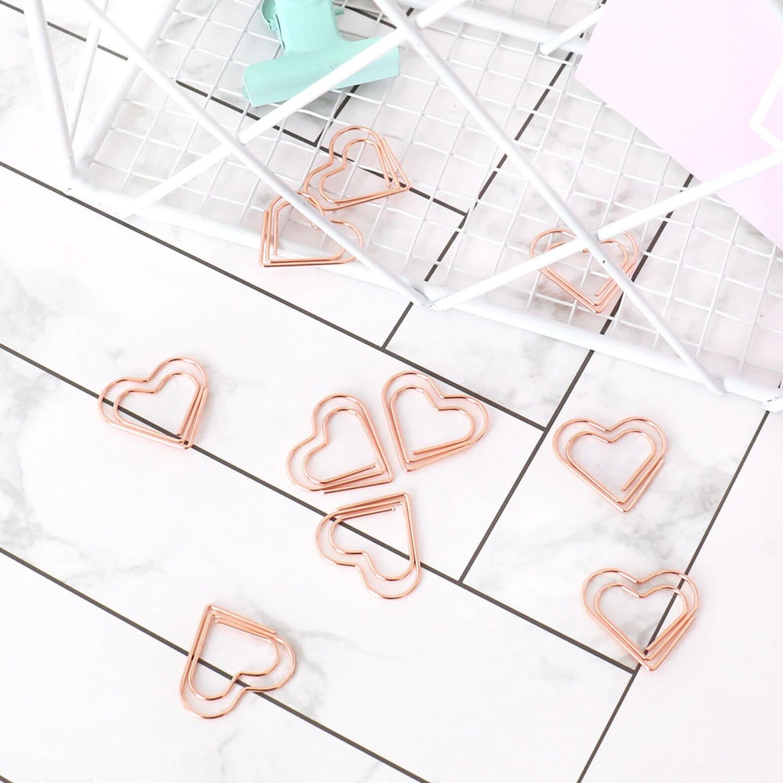 Rose Gold Hearts Paper Clips - Etsy