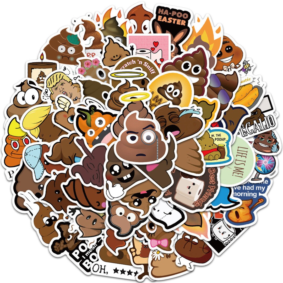 Poo Emoticons Large Cute Cartoon Stickers - Etsy