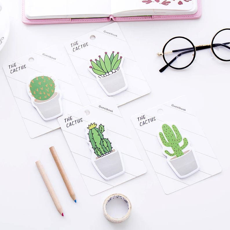 Cute Cactus Succulent Plants Shapes Sticky Notes - Etsy