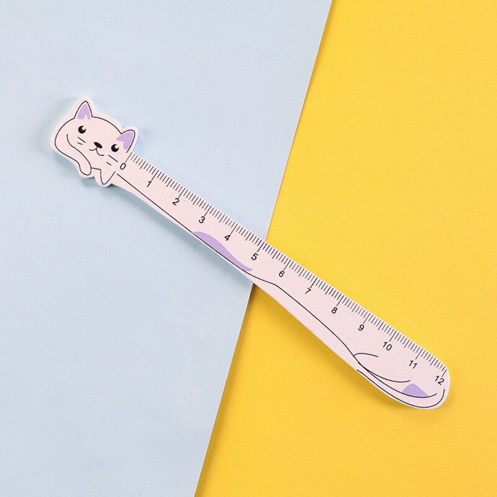 Creative Cartoon Cat wooden Pocket Ruler | Etsy
