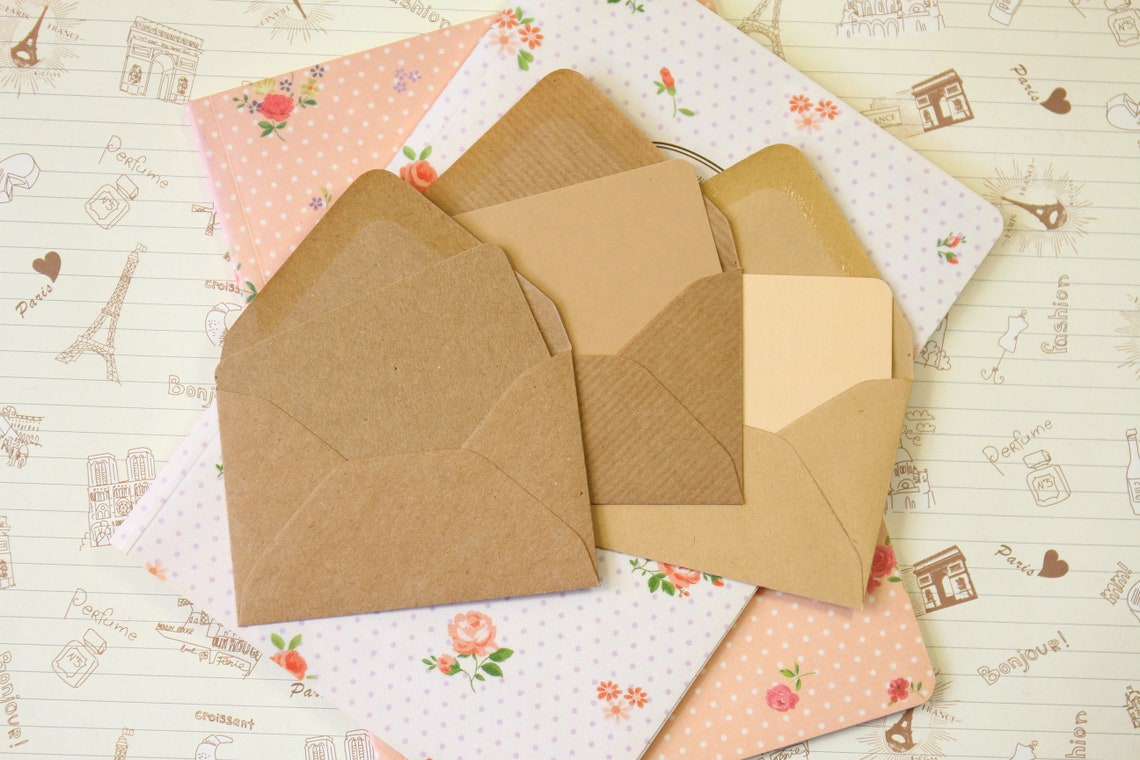 Plain Kraft Brown Mini Envelopes & Plain Kraft Note Cards - Etsy