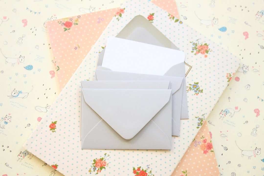 Light Grey Colour Mini Envelopes and Note Cards - Etsy