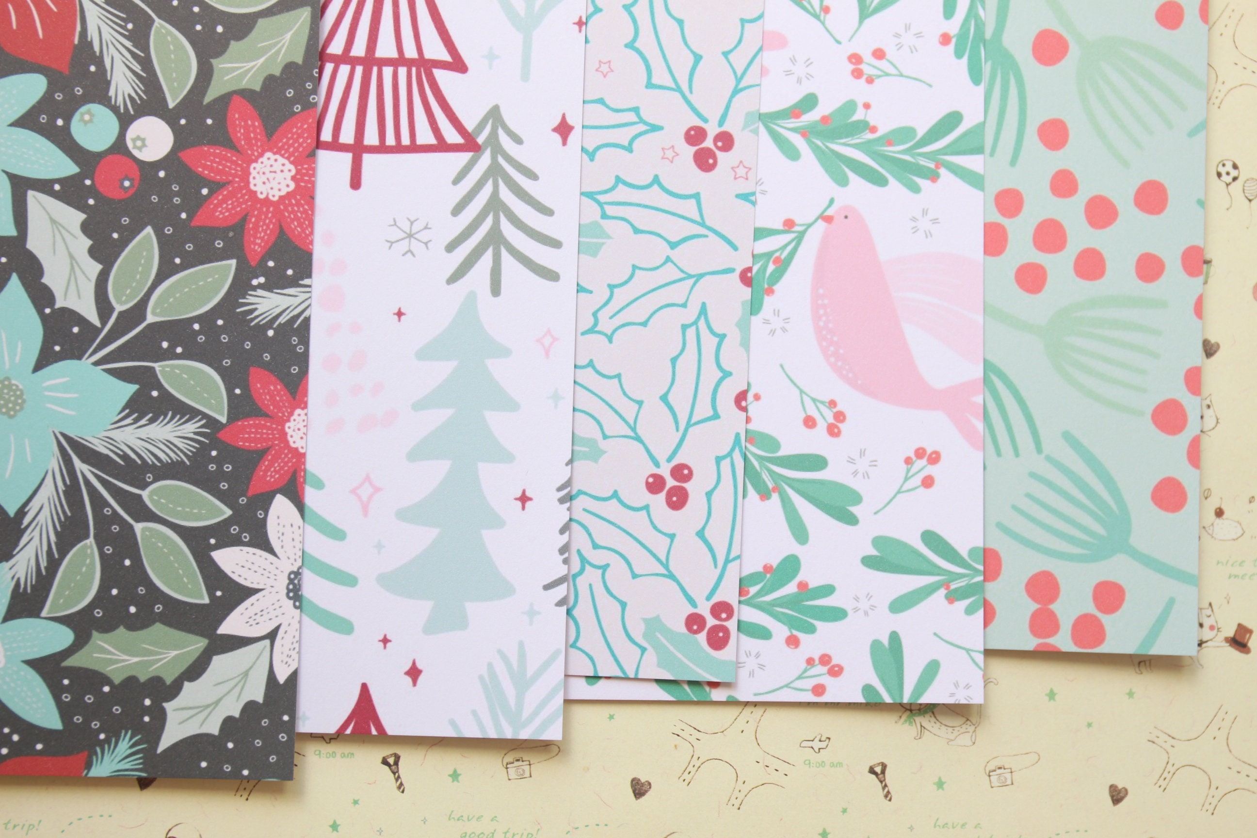 Set 01 Holiday Patterns Printed Christmas Card Stock 250gsm - Etsy UK