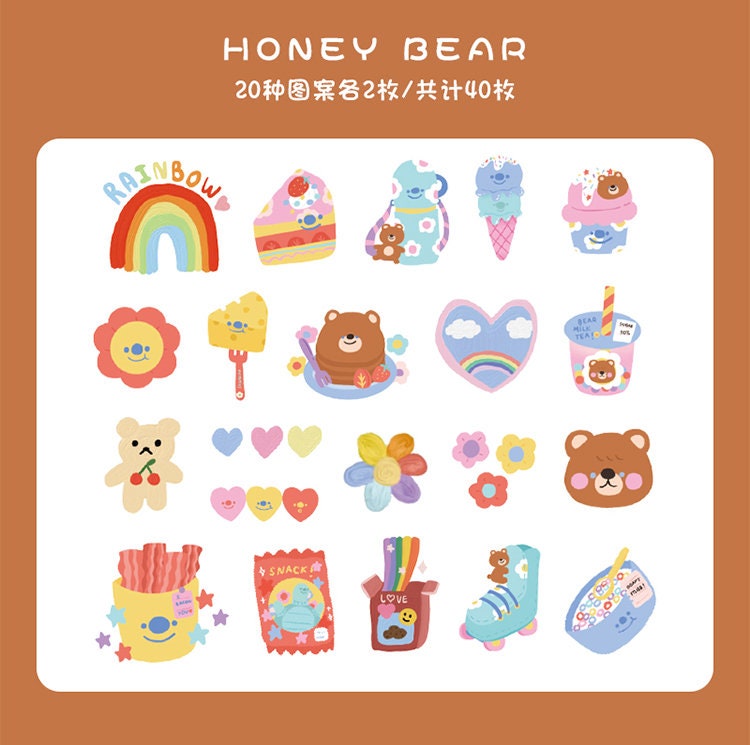 Doodle World Stickers Cartoon Shapes Deco Stickers Set | Etsy