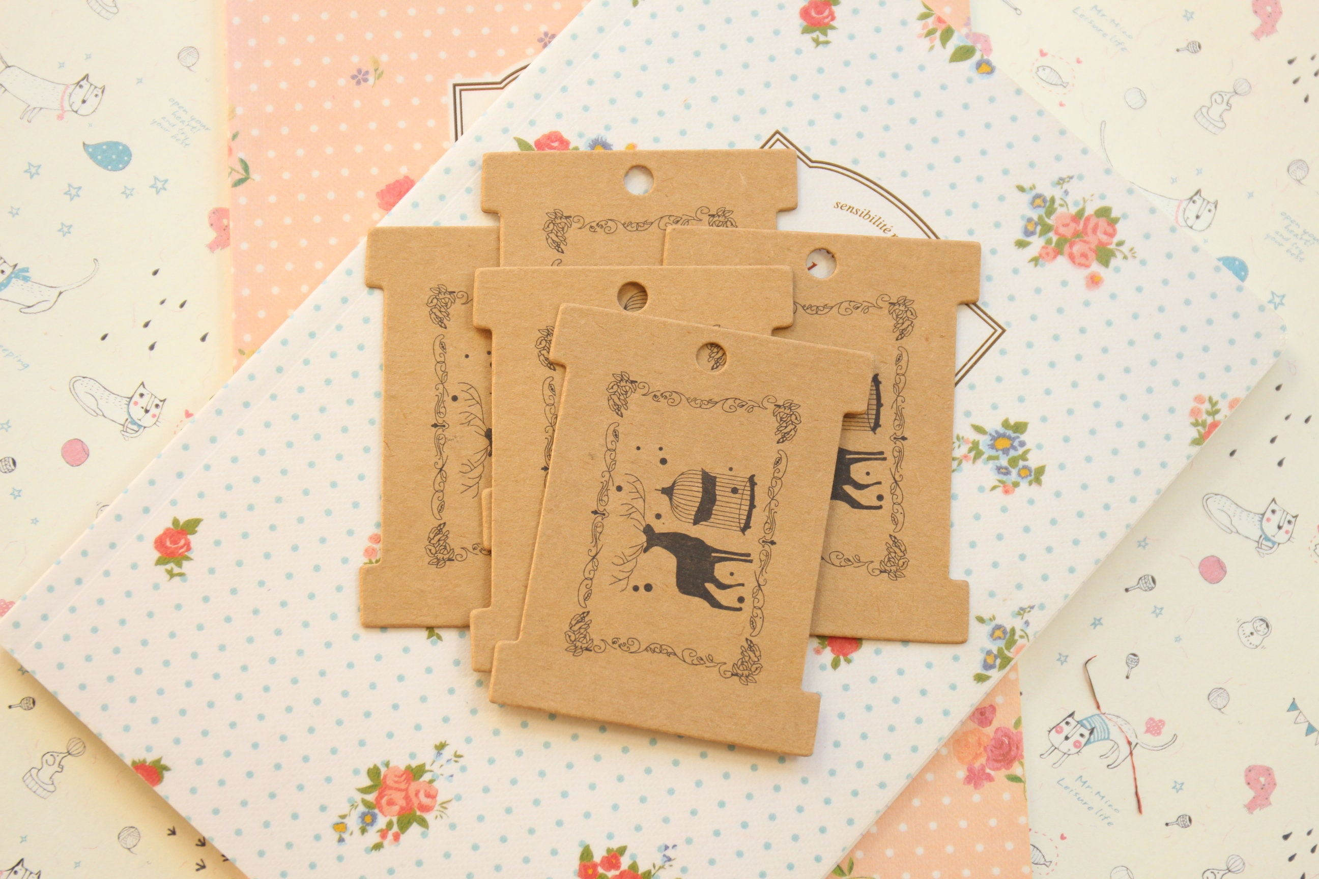 Reindeer kraft card spool bobbin reel ver 02 | Etsy