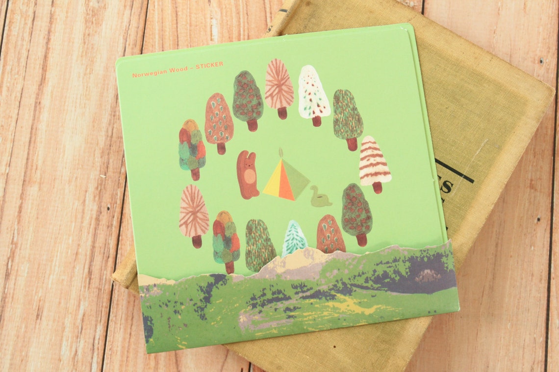 Norwegian Wood Cartoon Trees Bears Print Paper Stickers - Etsy