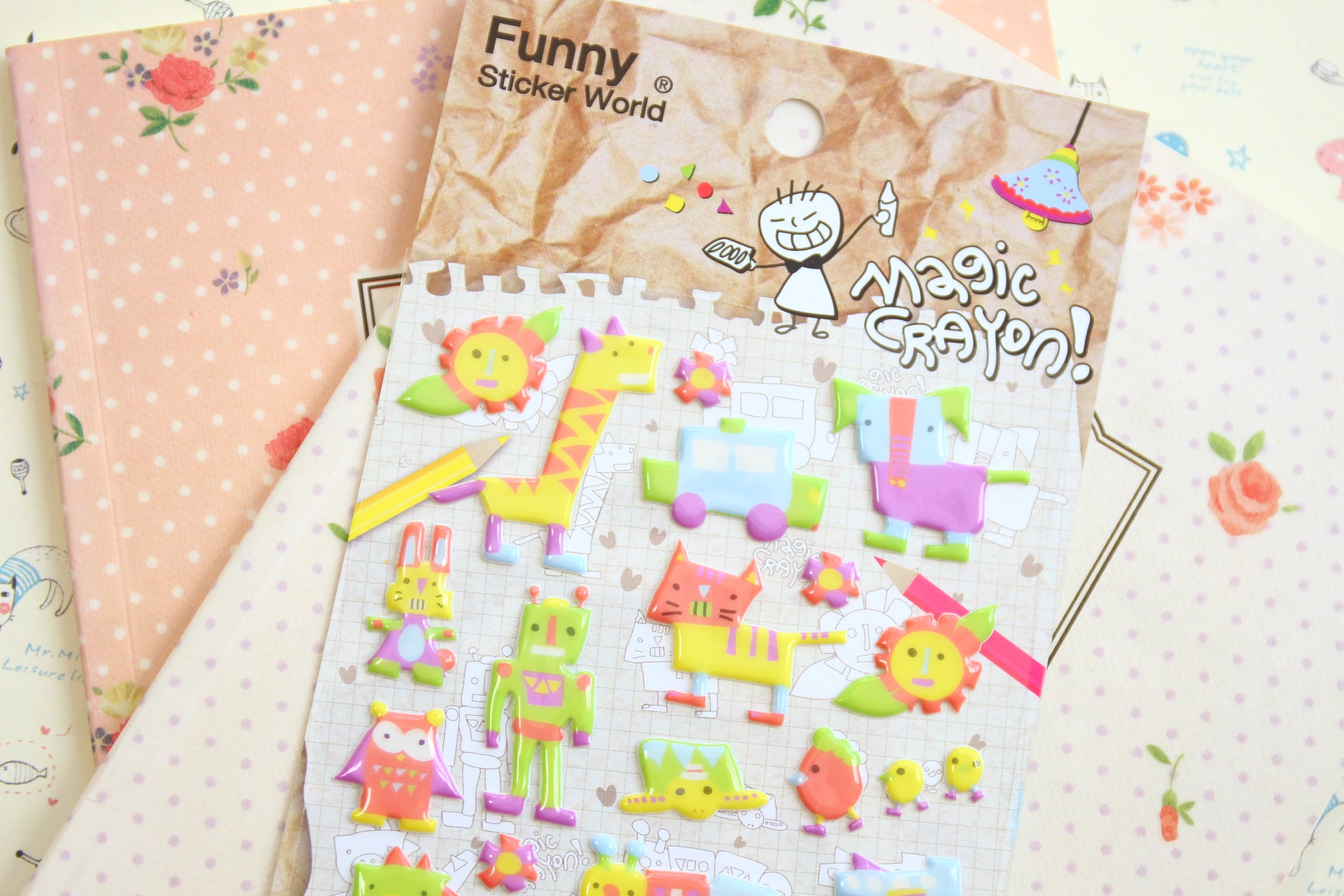 Magic Crayon cartoon puffy stickers | Etsy