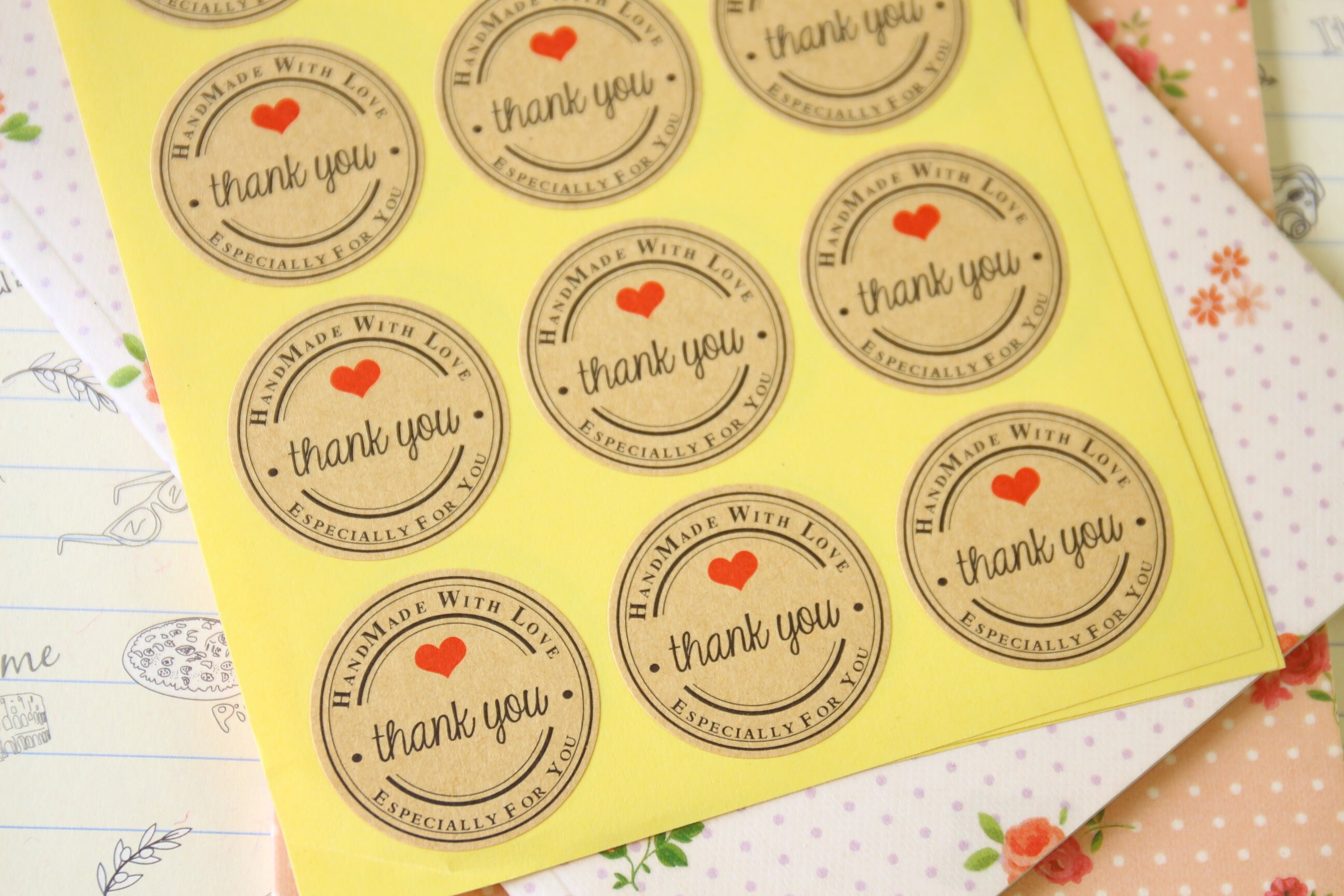 Kraft Paper THANK YOU Especially for You Handmade With Love Printed ...