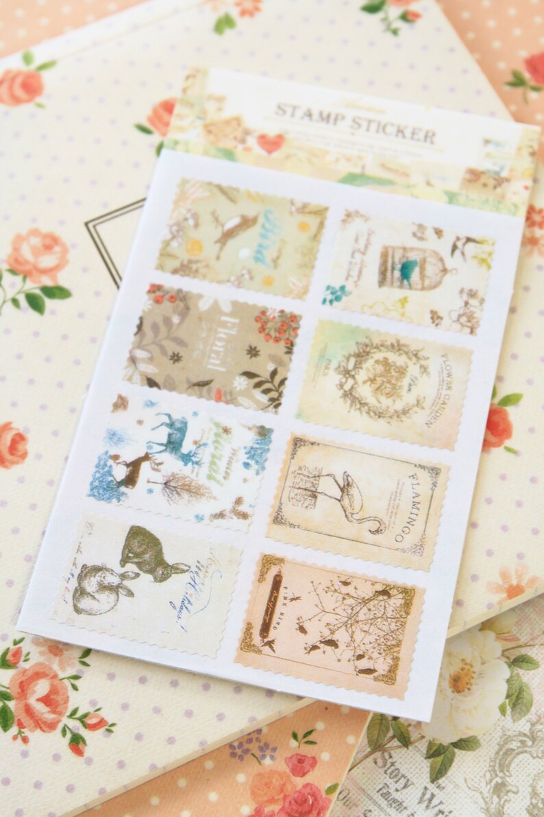 08 Natural Ancien Cartoon Stamp Stickers - Etsy